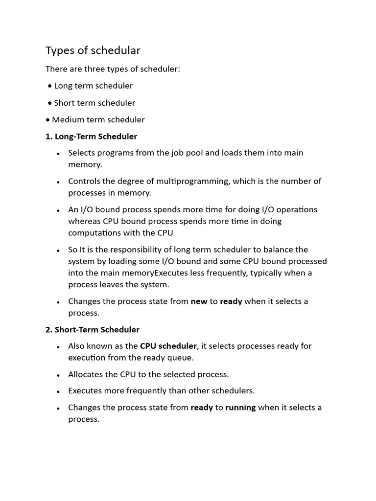 Types of Schedular | PDF
