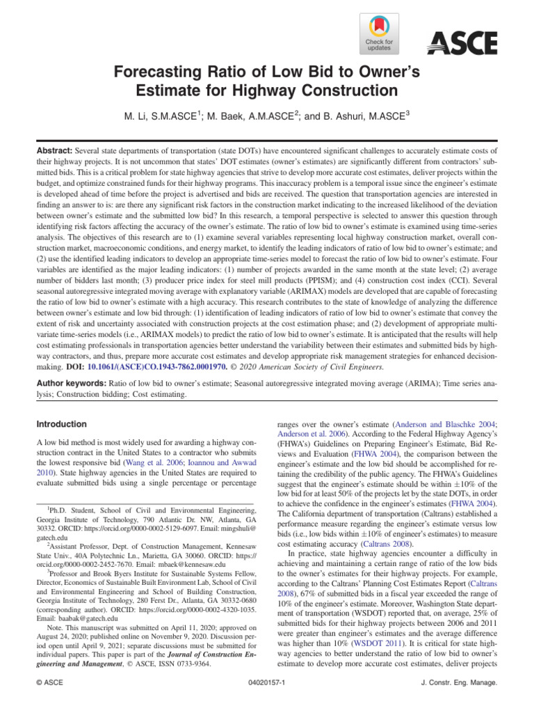 Forecasting Low Bid to Estimate Ratio | PDF | Autoregressive Integrated ...