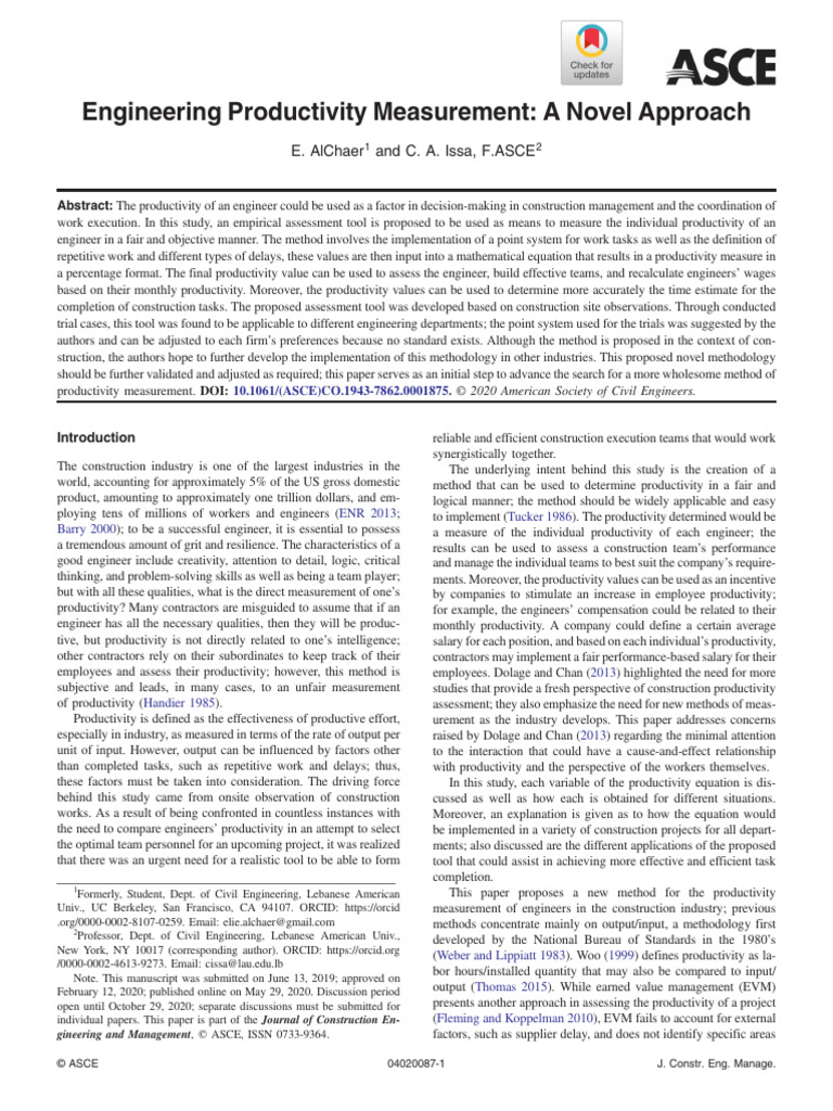 Engineering Productivity Measurement: A Novel Approach: E. Alchaer and ...