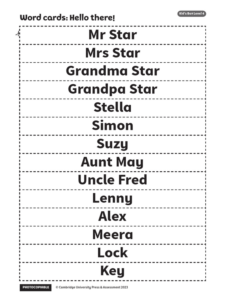 Kid's Box Level 4 Word Cards | PDF