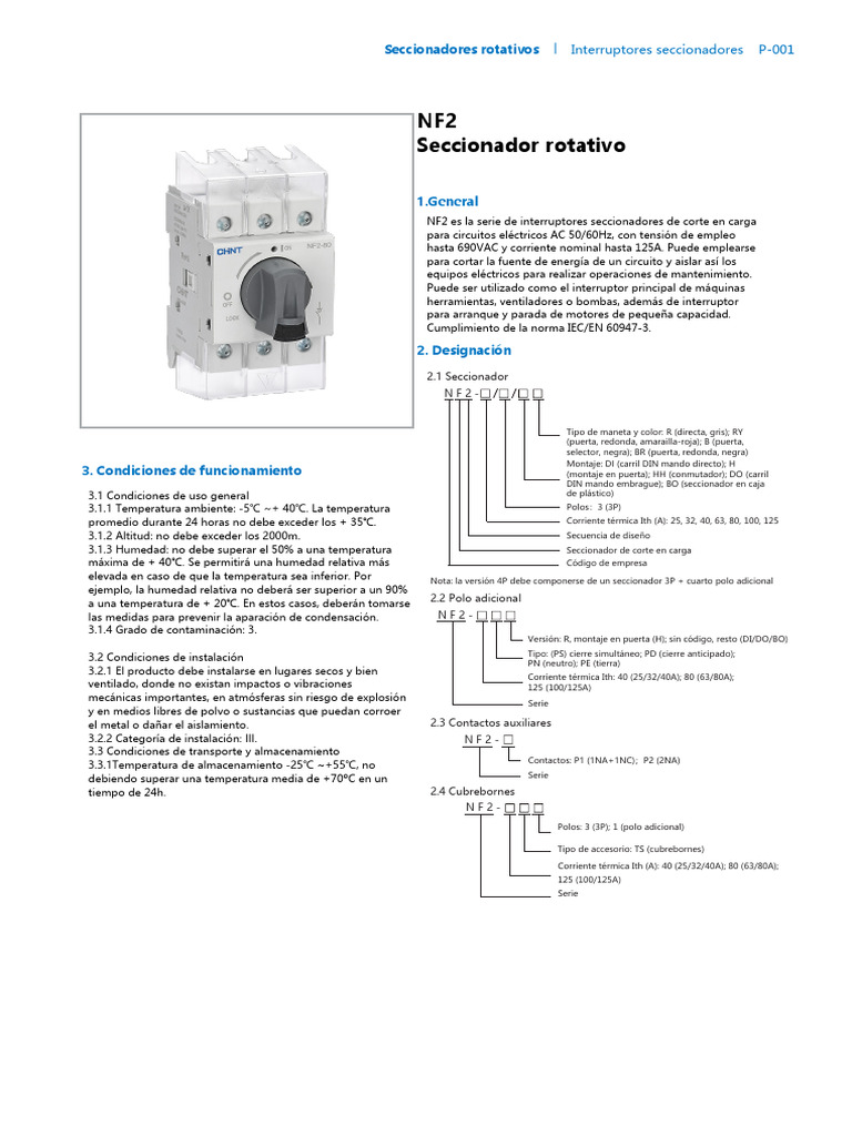 Ficha - Chint - Serie NF2 | PDF | Cambiar | Temperatura
