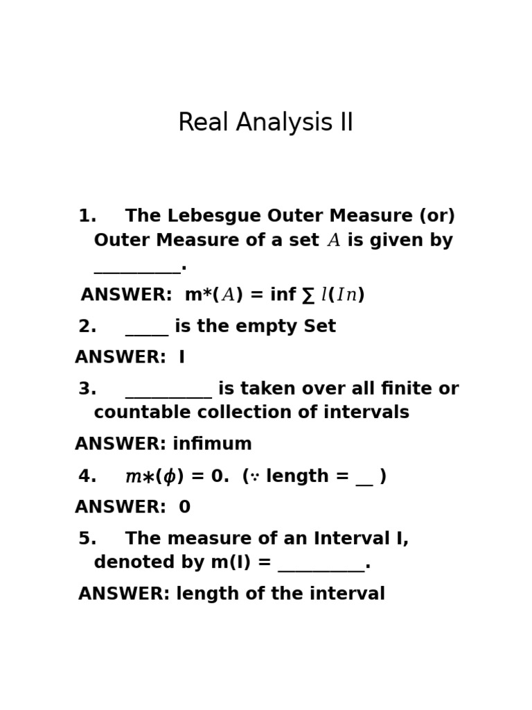 Real Analysis II One-ward | PDF