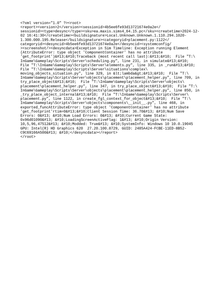 Sims 4 Desync Error Analysis | PDF