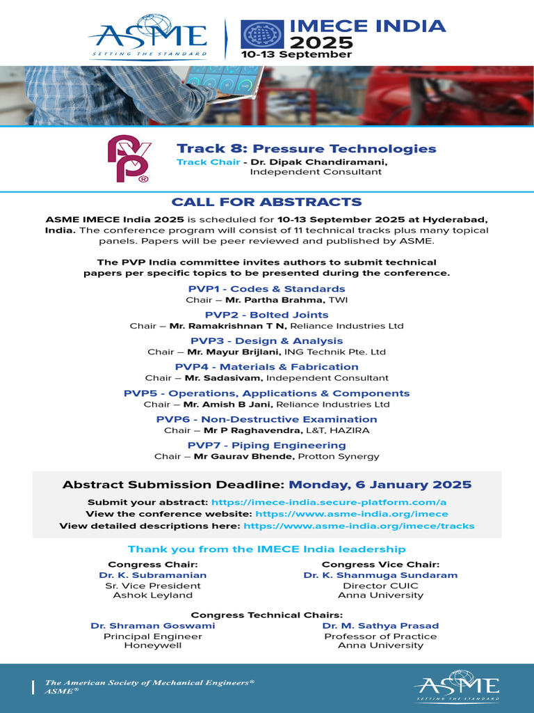 ASME IMECE India 2025: Call for Papers | PDF