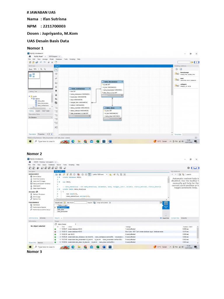 Jawaban UAS Desain Basis Data | PDF