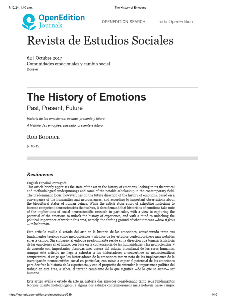 The History of Emotions | PDF | Emotions | Experience