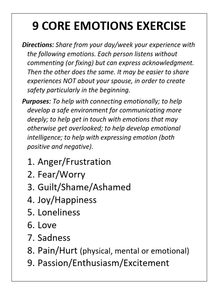 9 Core Emotions Rev 4x | PDF