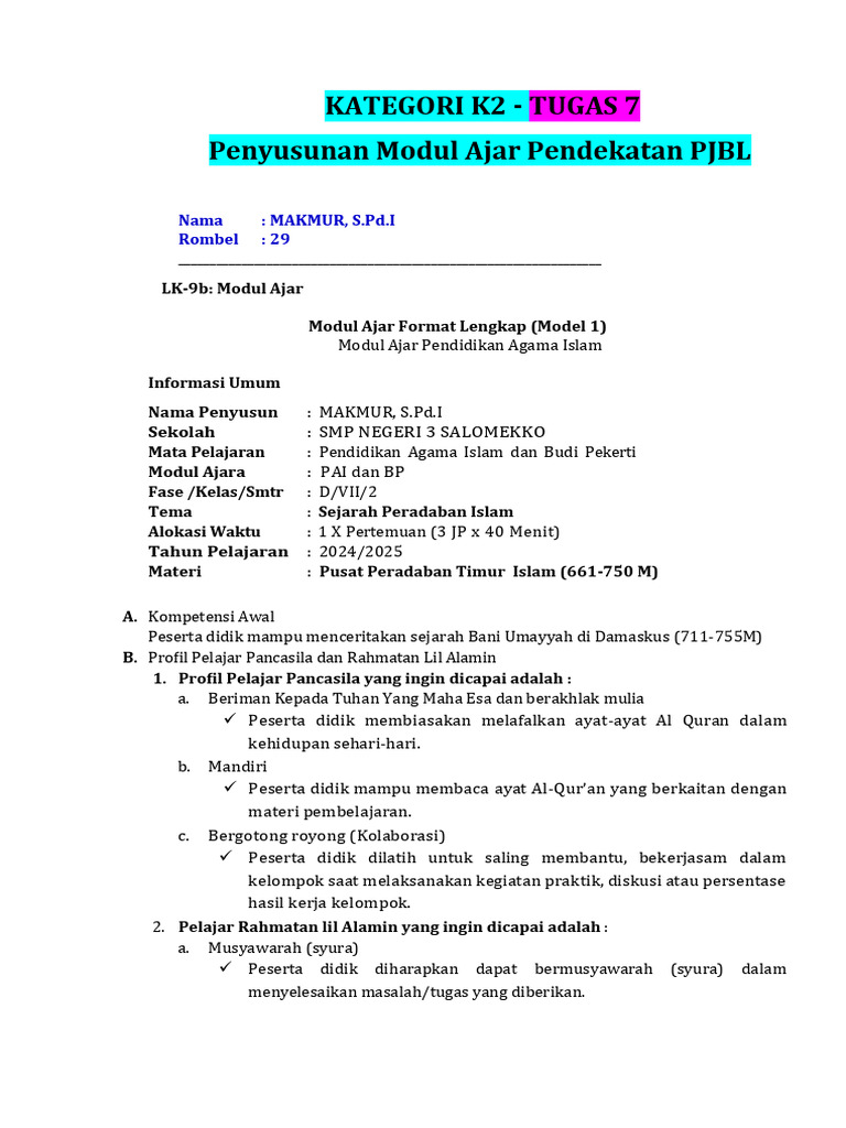 Modul Ajar PJBL | PDF