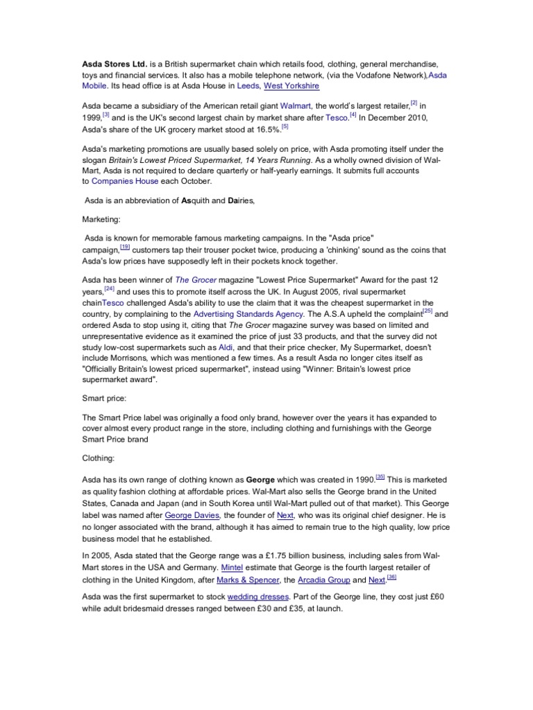 Asda & Primark | PDF | Walmart | Retailing