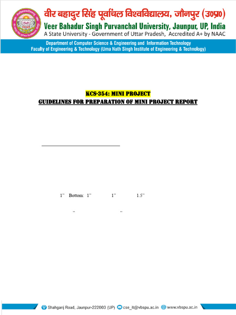 CSE Mini Project Report Prepration Guidelines | PDF | Modular Programming | Methodology