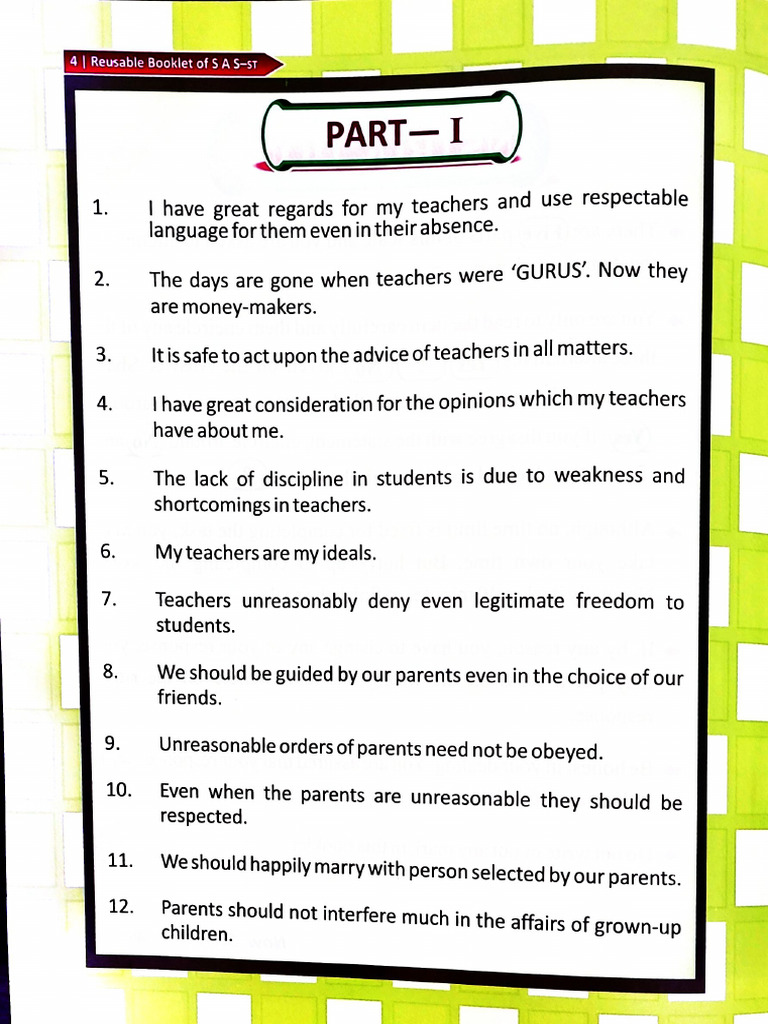 SAS Questionnaire and Manual | PDF
