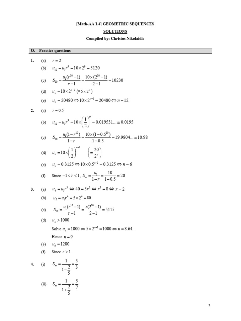[Math-AA 1.4] GEOMETRIC SEQUENCES_solutions (1) | PDF | Mathematics | Arithmetic