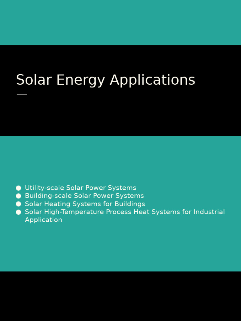 Solar Energy Applications | PDF | Photovoltaics | Solar Energy
