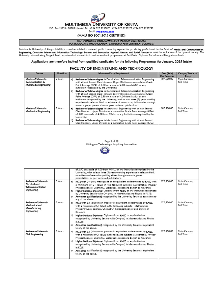 MMU Programmes January 2025 Intake Ad | PDF | Academic Degree ...
