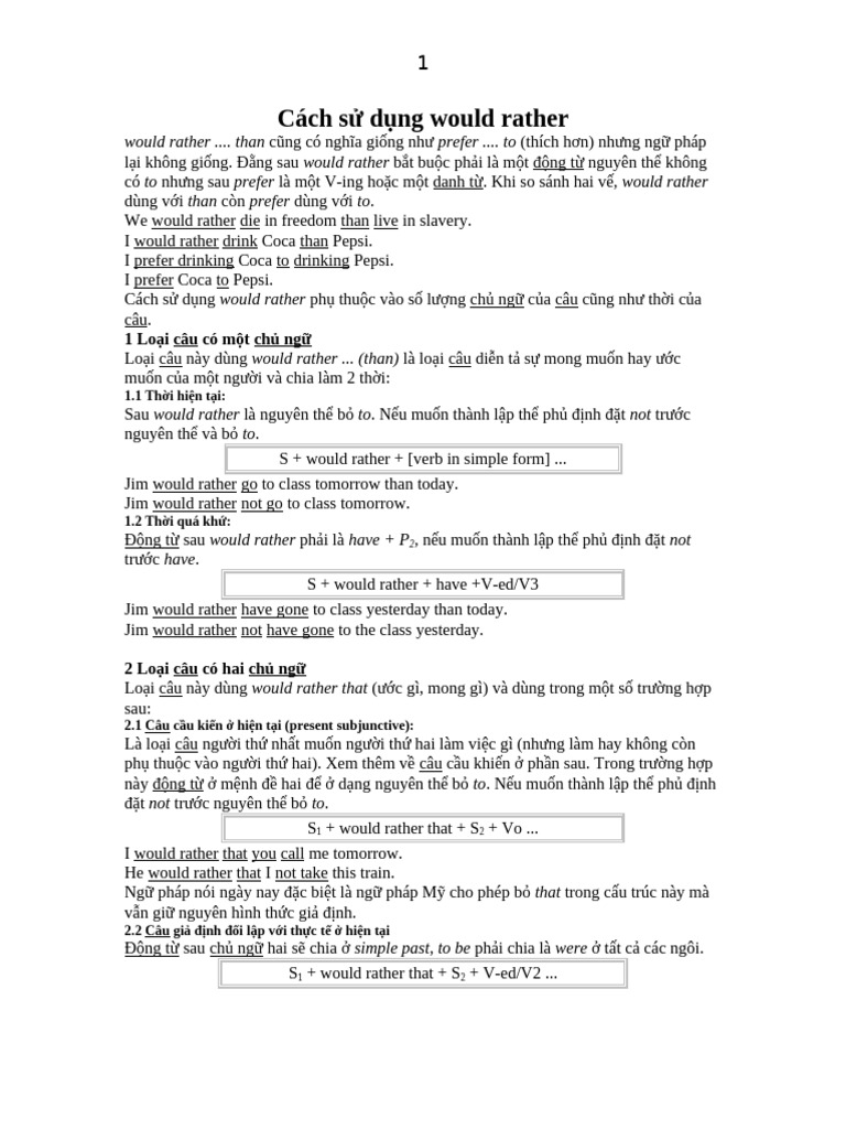 Cach Su Dung Would Rather | PDF