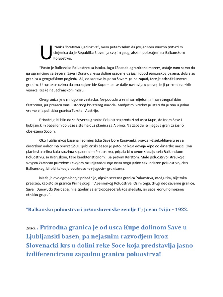 Zapadna I Severna Granica Balkanskog Poluostrva | PDF