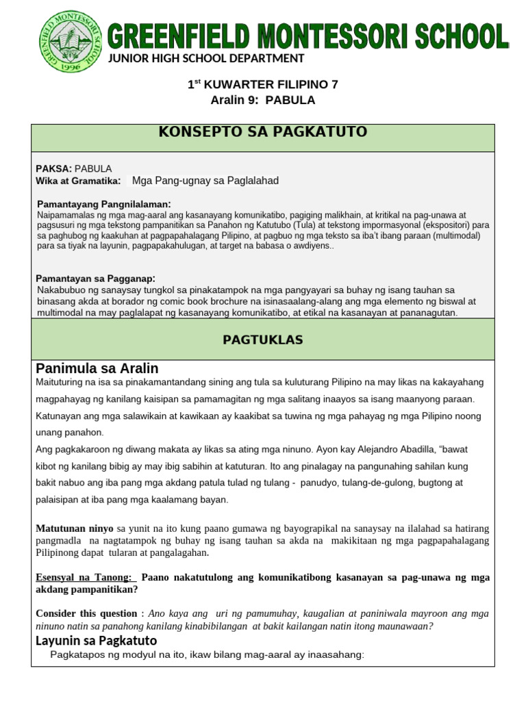 ARALIN 9 FILIPINO 7 LP | PDF