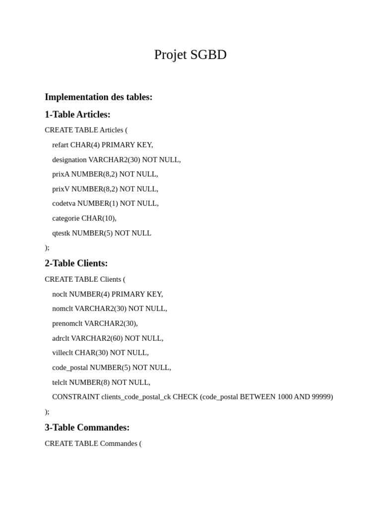 Projet SGBD | PDF | Data Model | Databases