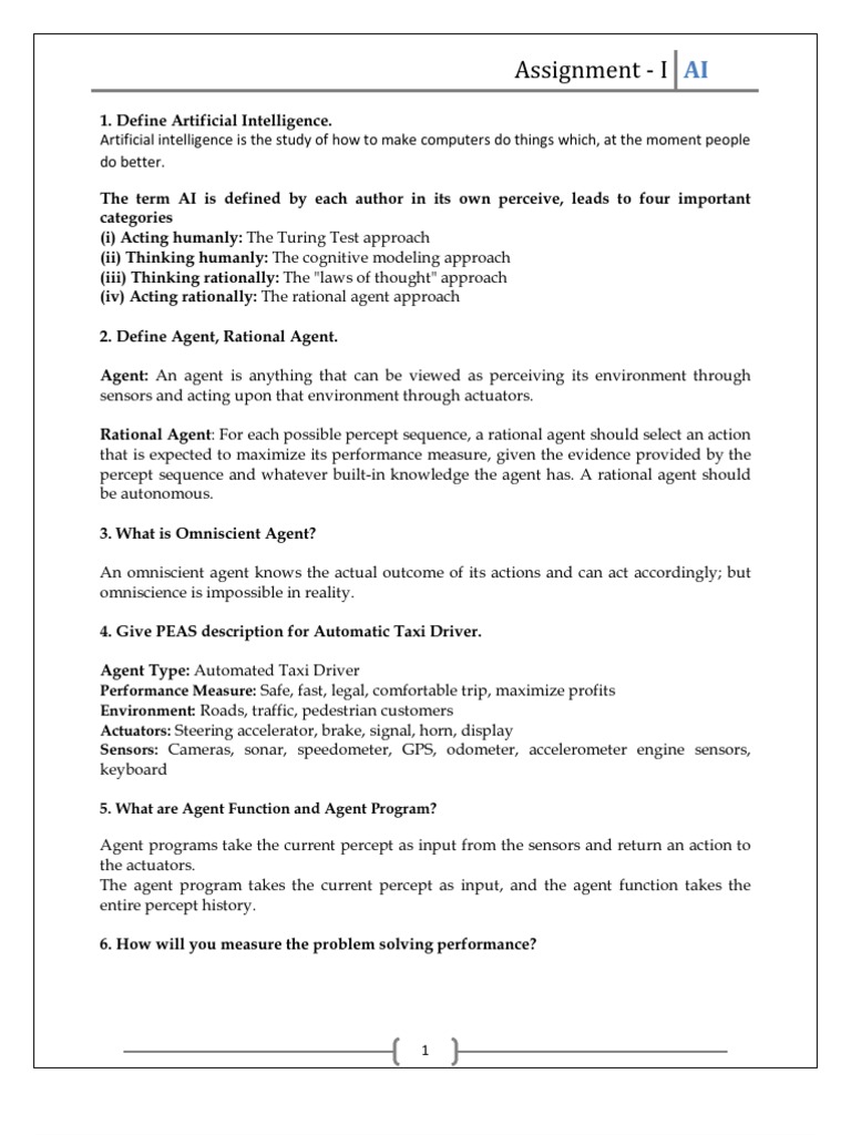 AI - Assignment | Artificial Intelligence | Technology