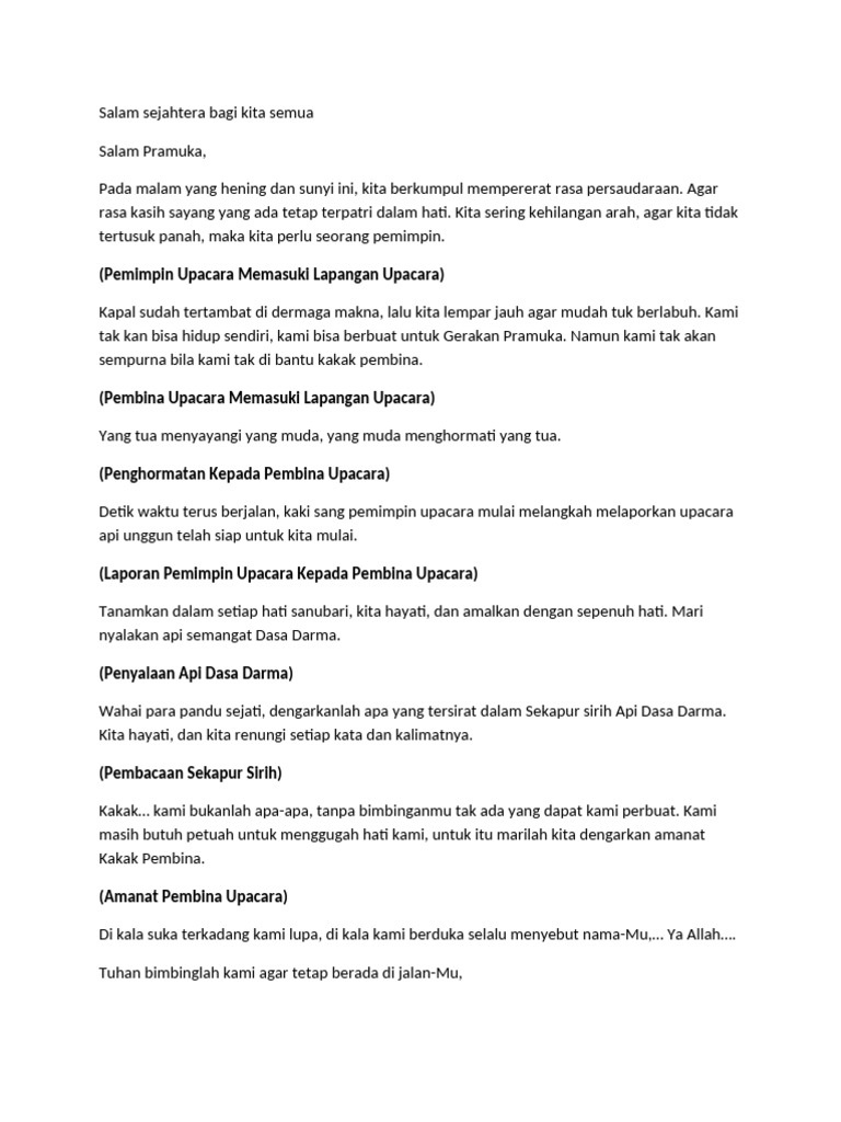 DA SUSUNAN ACARA API UNGGUN Revisi | PDF