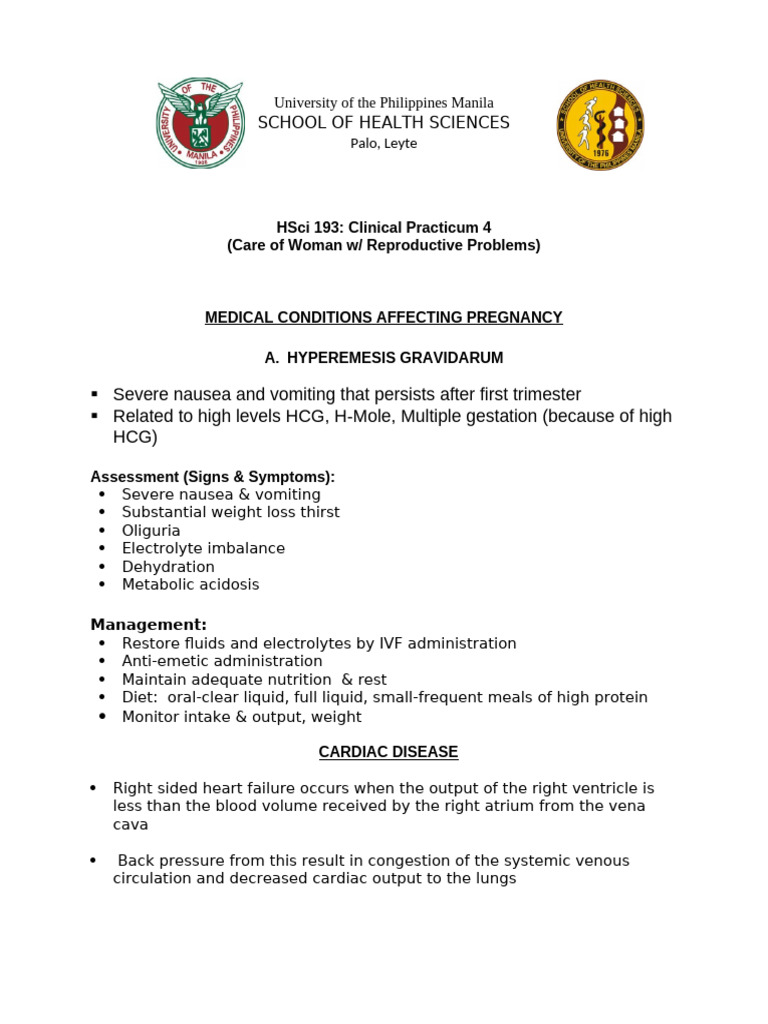 Medical Conditions Affecting Pregnancy | PDF | Anemia | Diabetes