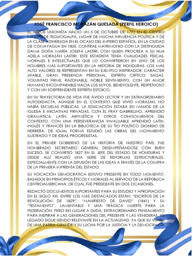 JOSÉ FRANCISCO MORAZÁN QUEZADA BIOGRAFIA OFICIAL | PDF