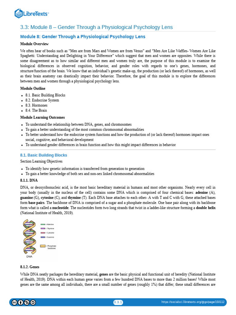 3.03 Module 8 Gender Through A Physiological Psychology Lens | PDF ...
