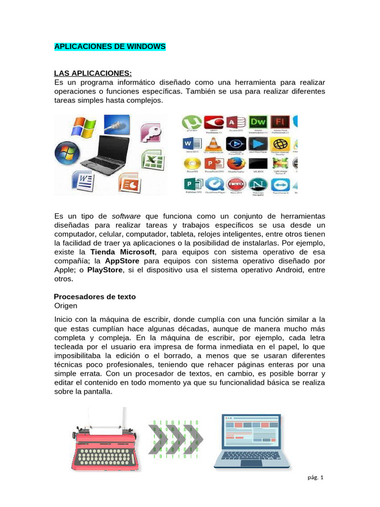 Aplicaciones de Windows: Guía Completa | PDF | Procesador de textos ...