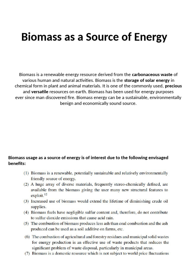 Lecture 10 Biomass As A Source of Energy | PDF