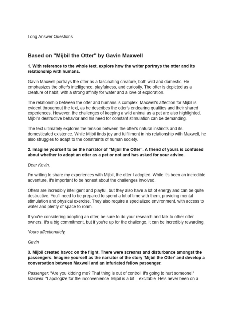 LONG ANSWER TYPE QUESTIONS__1. With reference to.. | PDF | Pet | Human