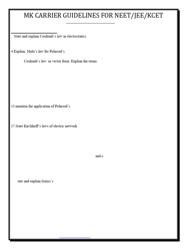 MK Sir Physics II PUC | PDF | Electromagnetic Induction | Magnetism