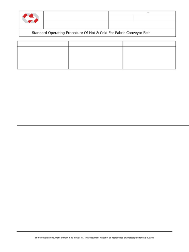 SOP Hot & Cold Splicing For Fabric Conveyor Belt | PDF
