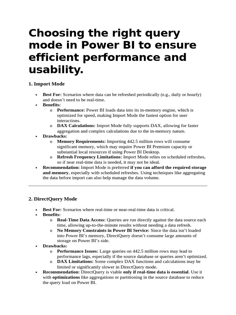 Choosing the right query mode in Power BI, Strategies to optimize ...