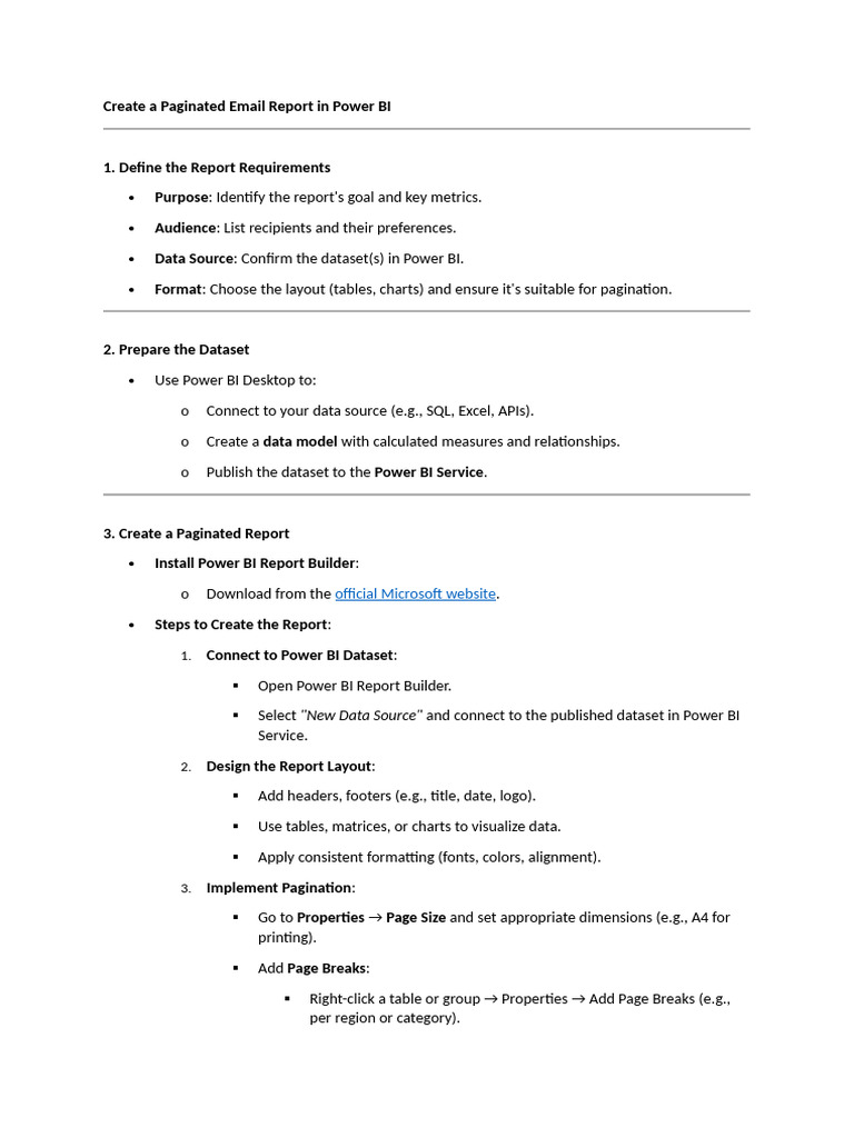 Paginated Email Reports in Power BI | PDF | Page Layout | Microsoft Outlook