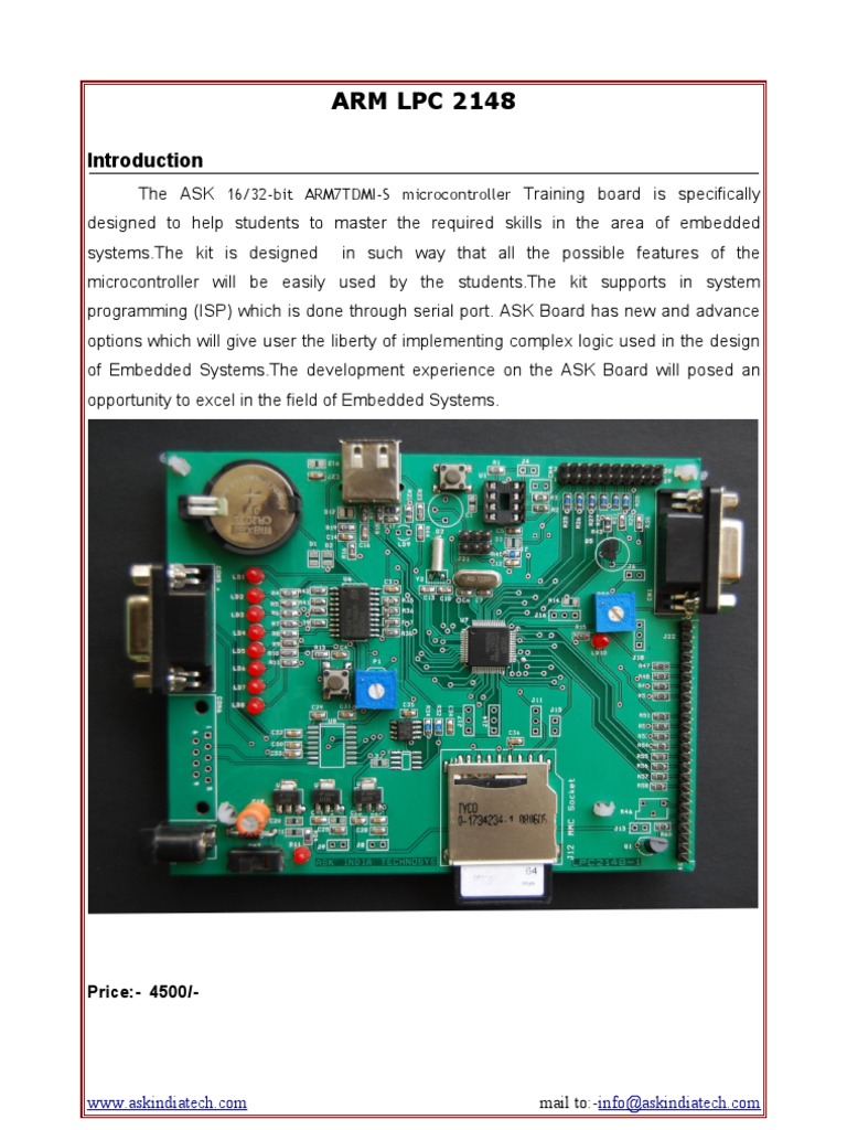 ARM LPC2148 Training Board Guide | PDF | Microcontroller | Embedded System