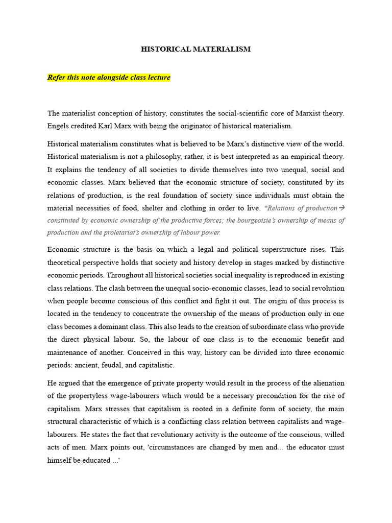 Historical Materialism | PDF | Karl Marx | Materialism