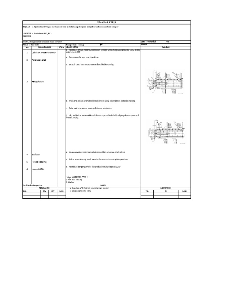 SOP Pengukuran Keausan Chain Scraper | PDF