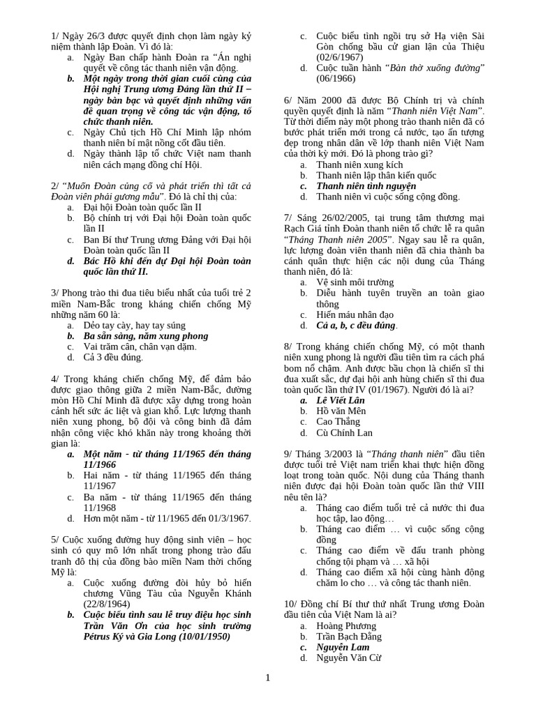 CAU HOI TRAC NGHIEM | PDF