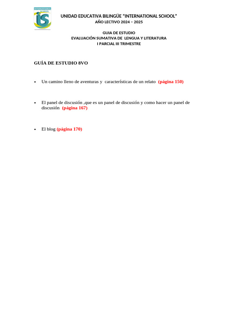 Guia de Estudio 8vo | PDF