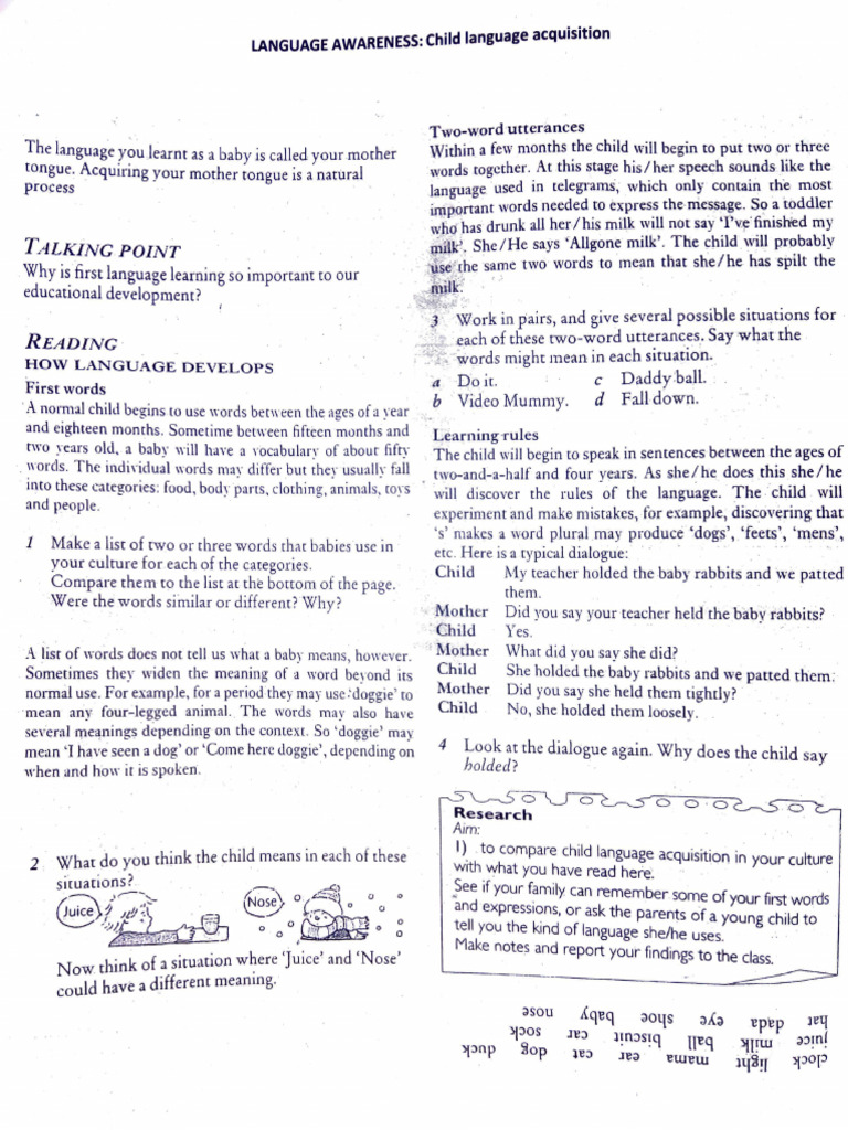 Child Language Acquisition | PDF