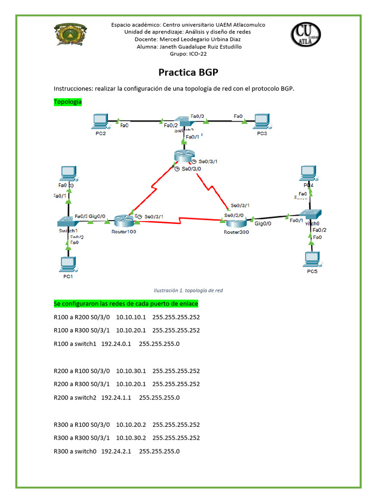 Practica BGP | PDF | Enrutador (Computación) | Arquitectura de Computadores