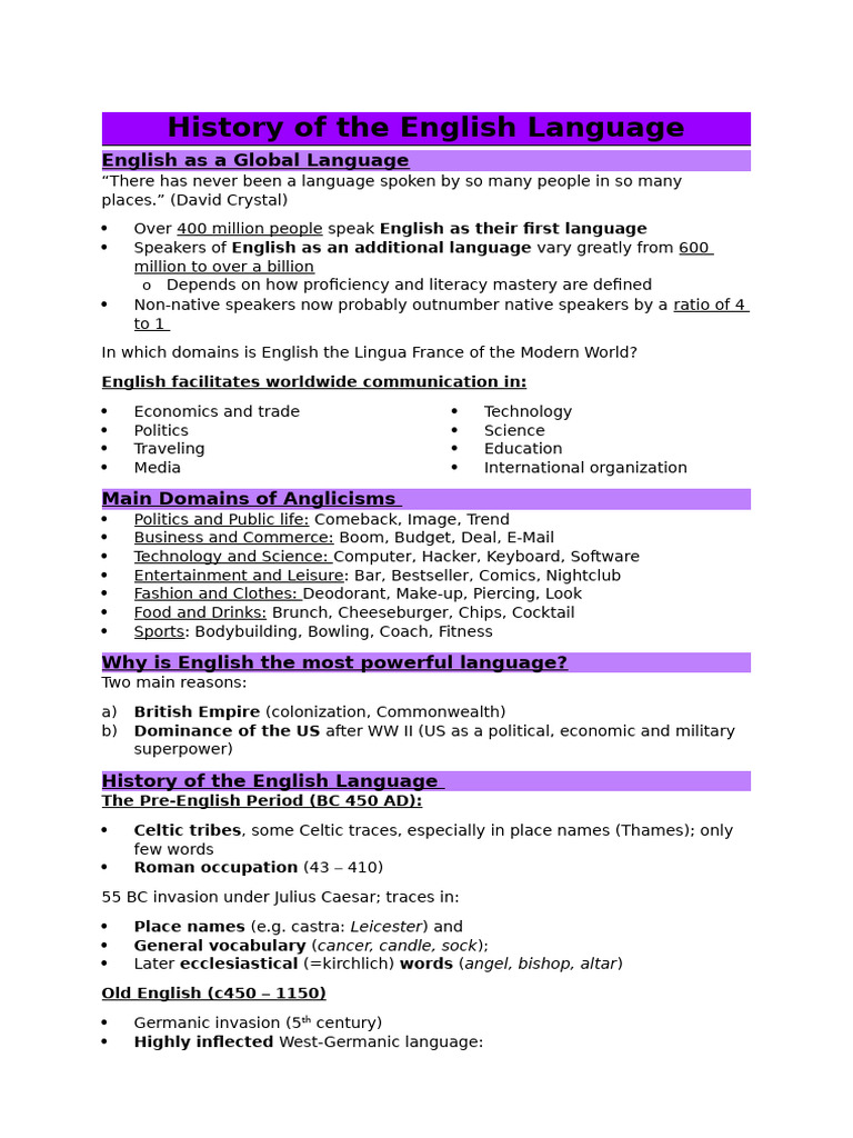 1 - History of the English Language | PDF | English Language | Linguistics