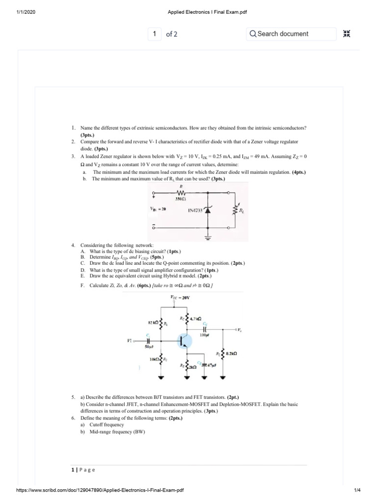 Electronics Exam for Students | PDF