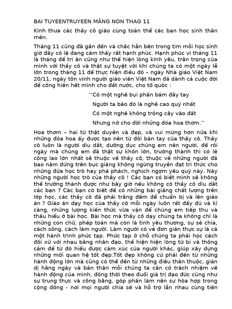 bài tuyên truyền t11 | PDF