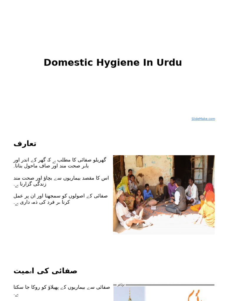 Domestic Hygiene in Urdu | PDF