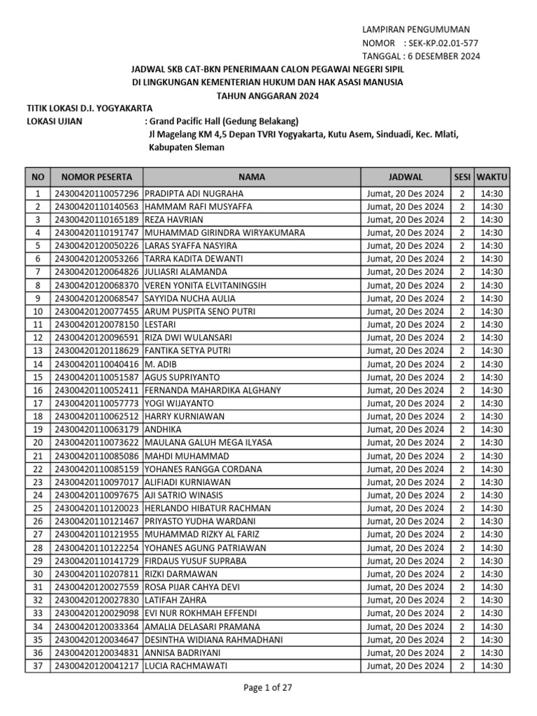 Jadwal SKB DIY | PDF