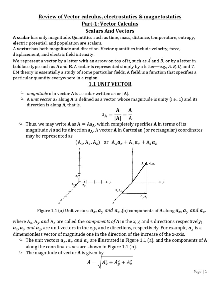 Chapter 1 _ Review of Vector Calculus | PDF | Euclidean Vector | Coordinate System