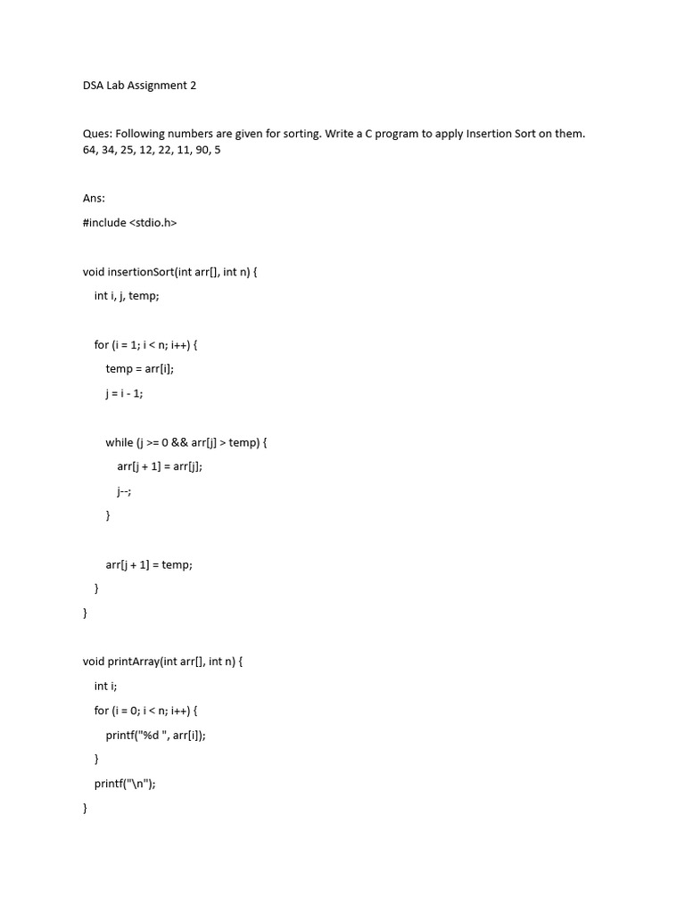 DSA Lab Assignment 2 Answer | PDF