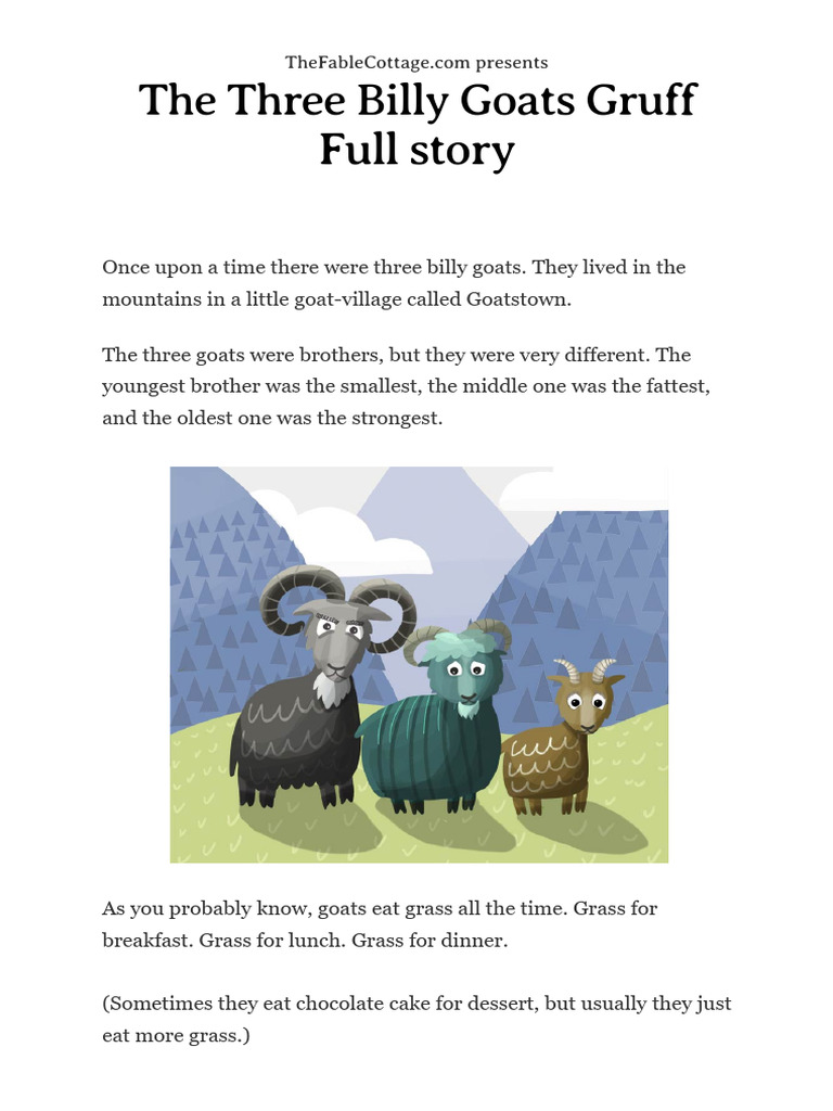 The Three Billy Goats Gruff (Text, Audio + Video) | PDF