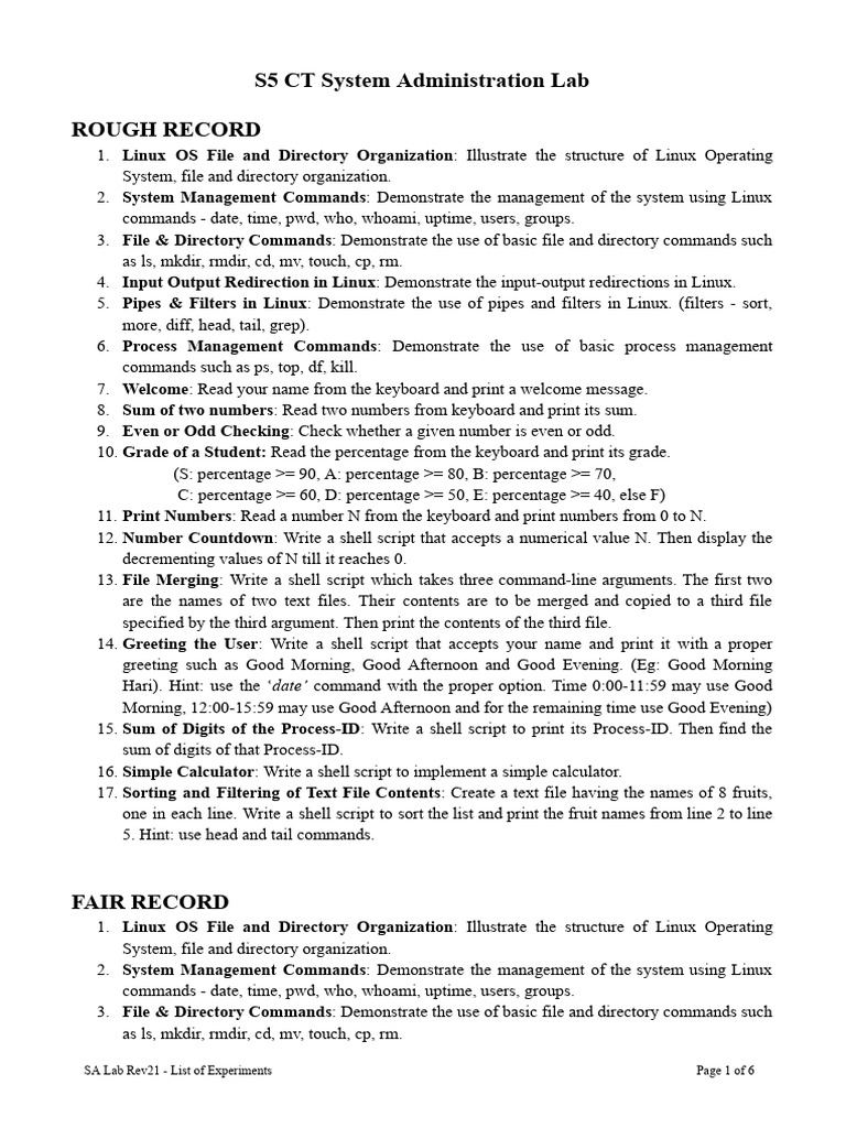 SA Lab List of Experiments-1-1-1 (1) | PDF | Computer File | Command Line Interface